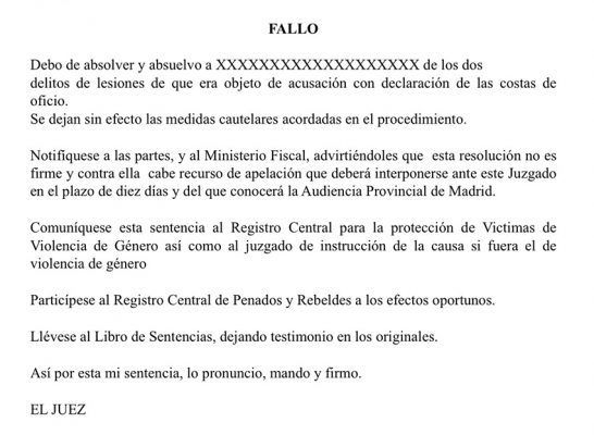 Sentencia absolutoria delito leve de lesiones - Rodenas Abogados
